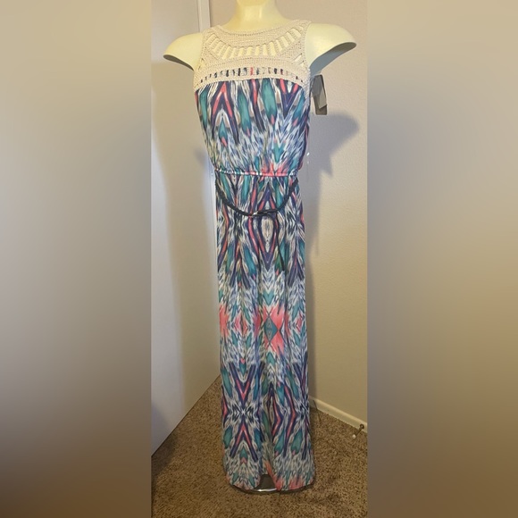 Dresses | Nwt Sz S Lily Rose Purple Green Pink Aztec Maxi Dress | Poshmark